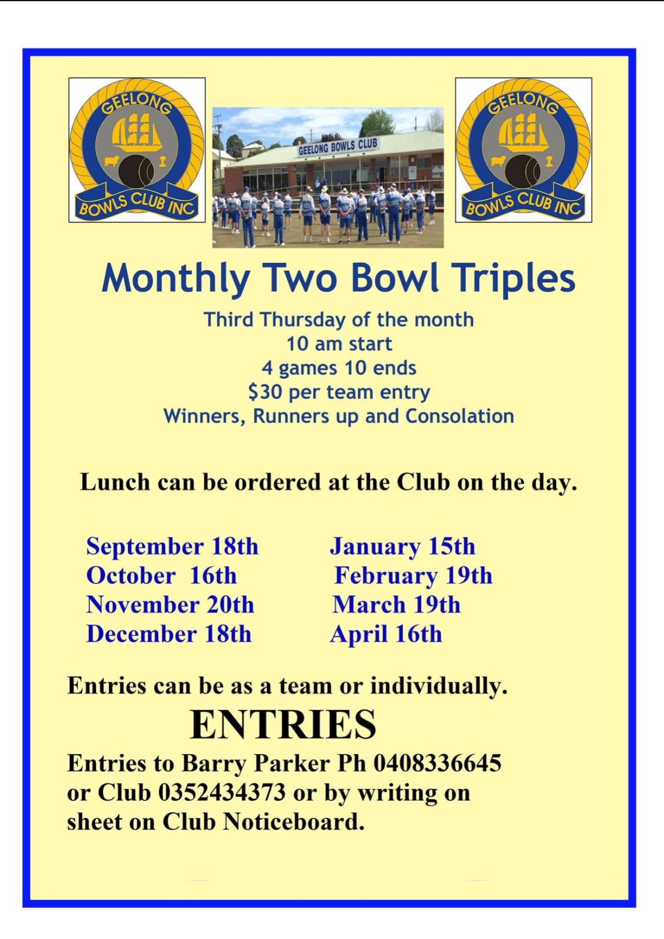 Monthly Two Bowl Triples - LawnBowls.com