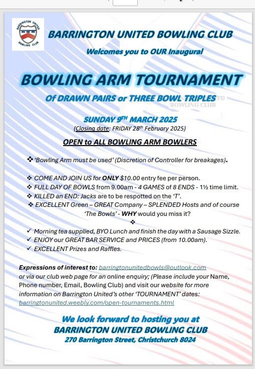 Bowling Arm Tournament - LawnBowls.com