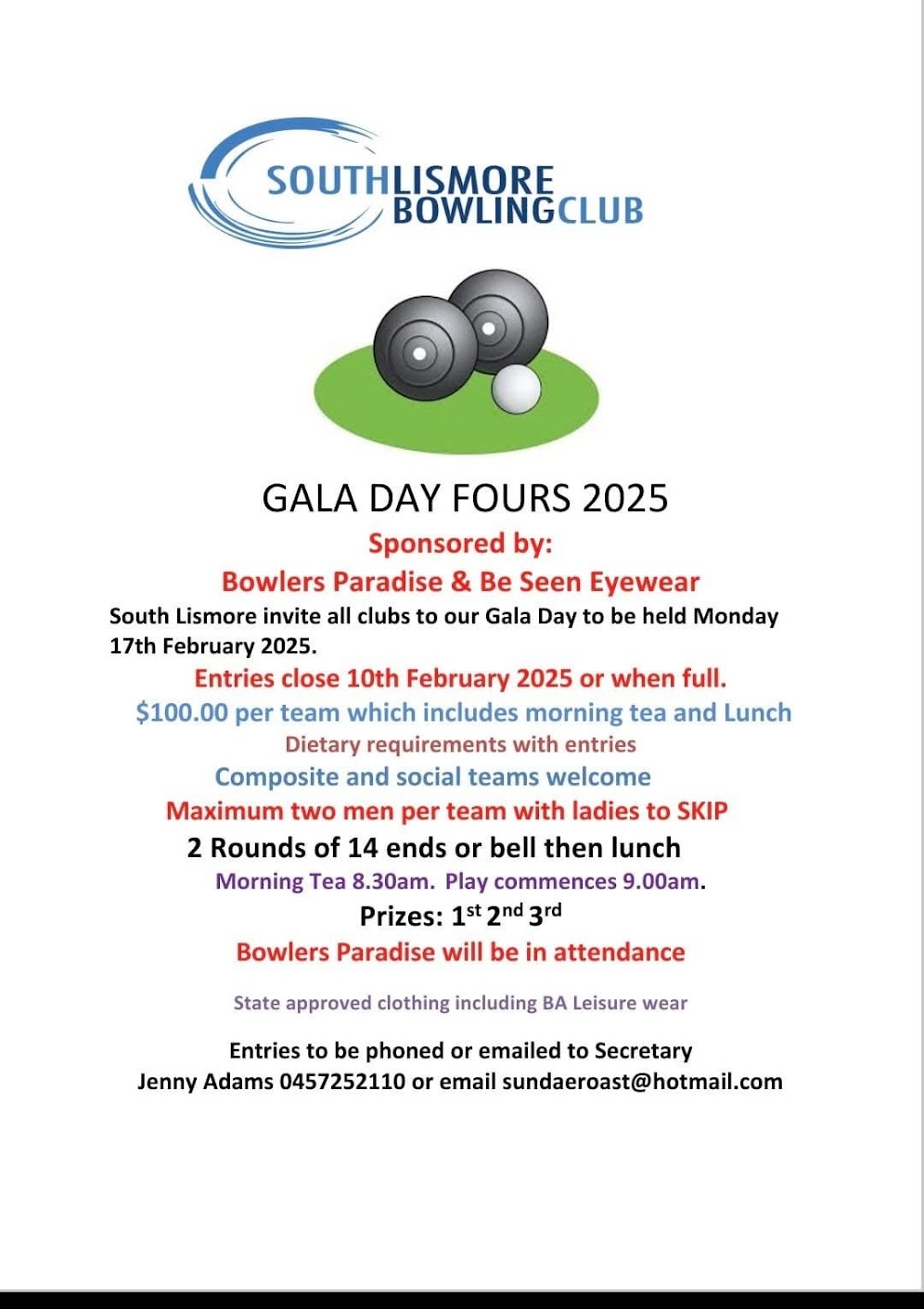 Gala Day Fours - LawnBowls.com