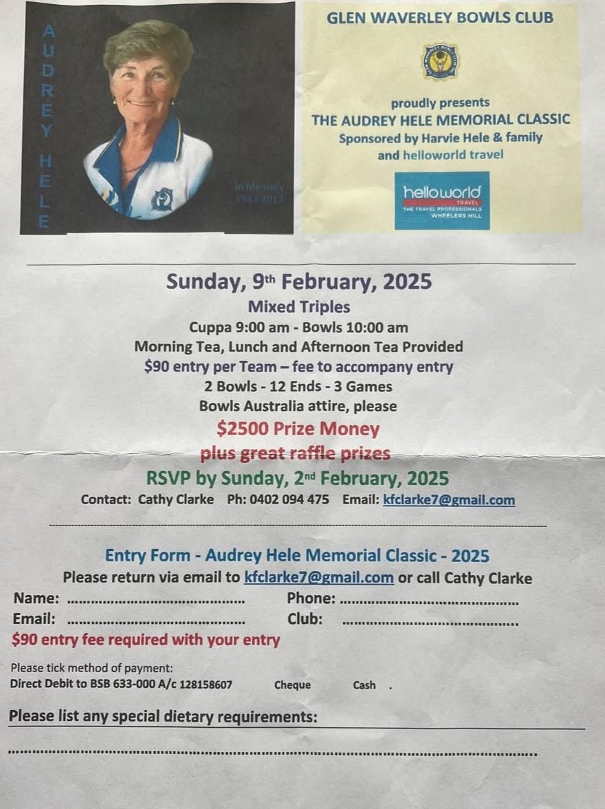 Audrey Hele Memorial Classic - LawnBowls.com