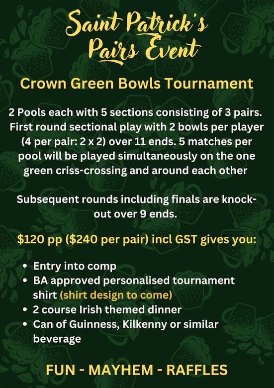 St Patricks Pairs Event - LawnBowls.com