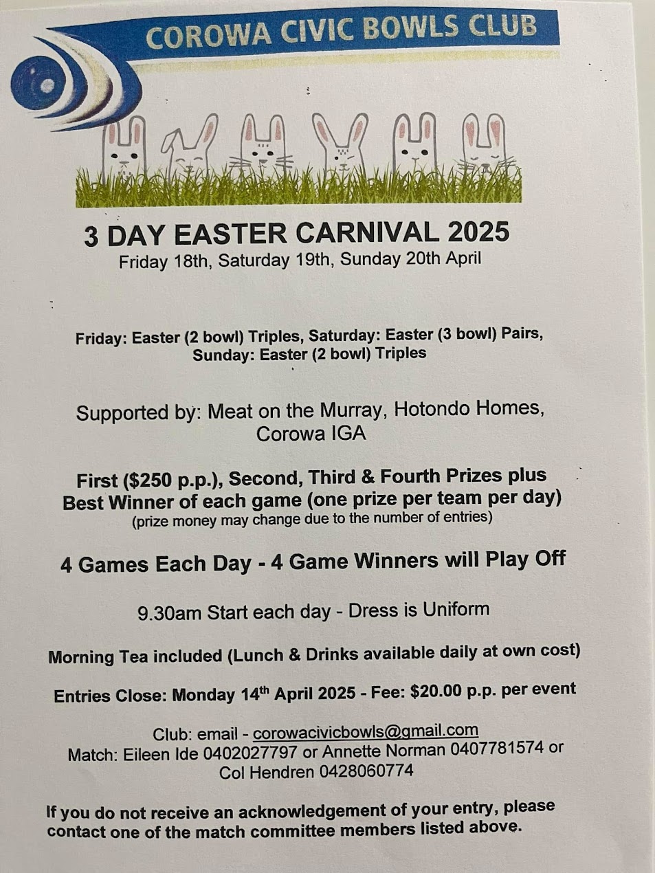3 Day Easter Carnival - LawnBowls.com
